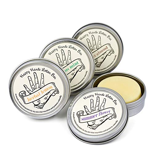 Seattle Sundries | Natural Bar Lotion Sampler Gift Set with Beeswax & Shea Butter for Women & Men. 4x (1.15oz) Solid Lotions in Travel Tins, Portable & Concentrated, for Desk & Glovebox.