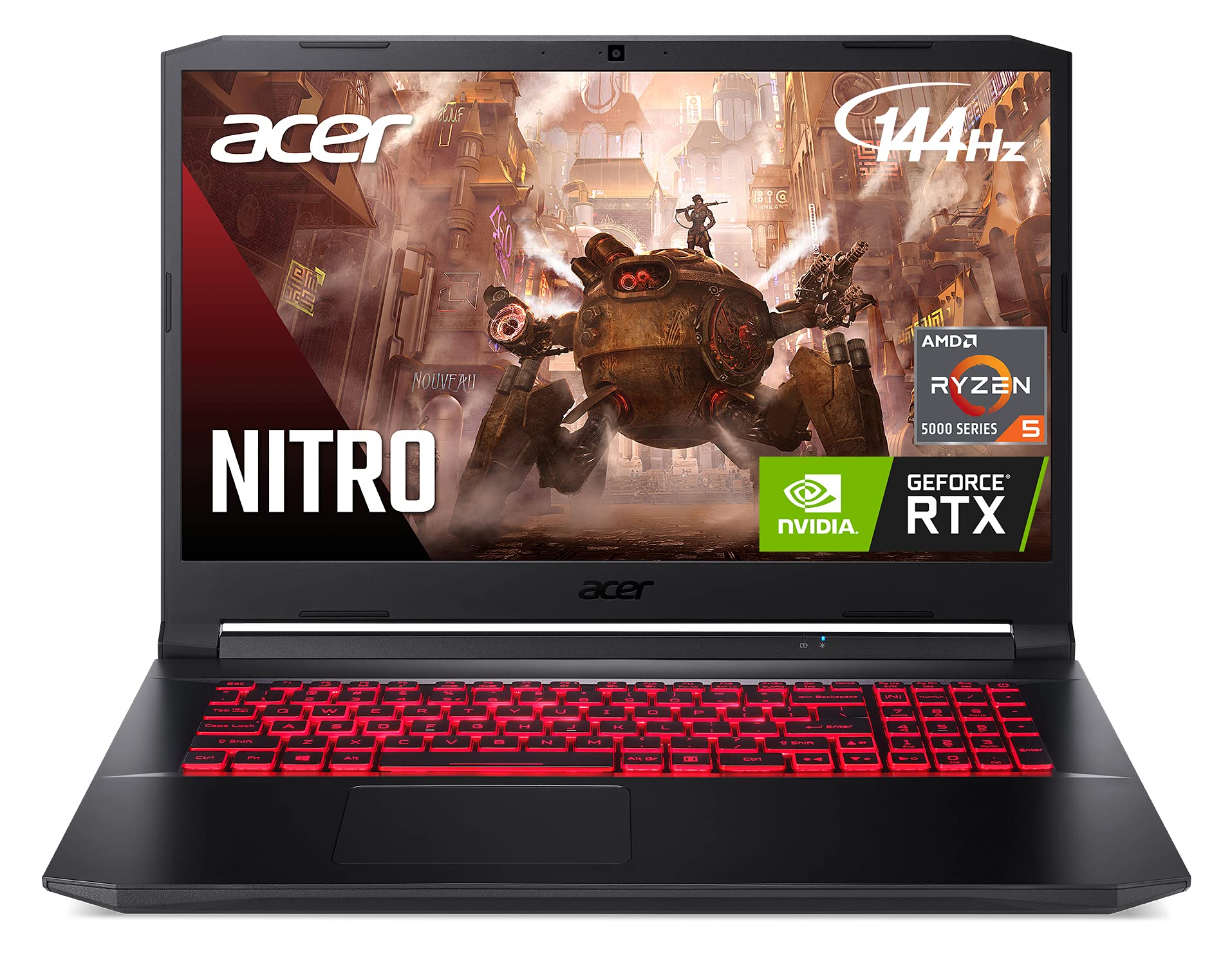 Acer Nitro 5 AN517-41-R7FP Gaming Laptop, AMD Ryzen 5 5600H Hexa-Core Processor | NVIDIA GeForce RTX 3060 Laptop GPU | 17.3" FHD 144Hz IPS Display | 16GB DDR4 | 512GB NVMe SSD | WiFi 6 | BL Keyboard