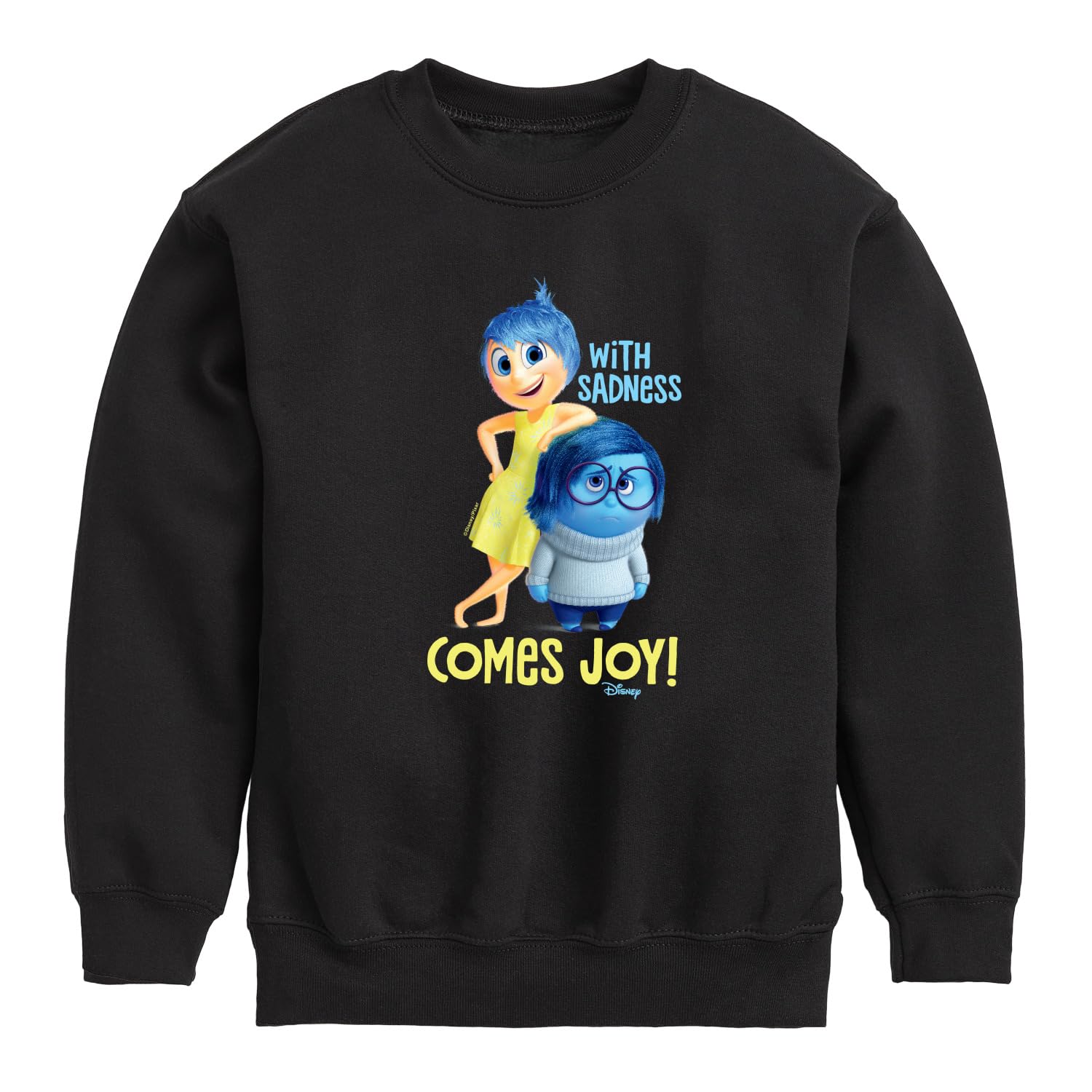 Disney Inside Out - with Sadness Comes Joy - Toddler and Youth Crewneck Fleece Sweatshirt - Size Medium Black