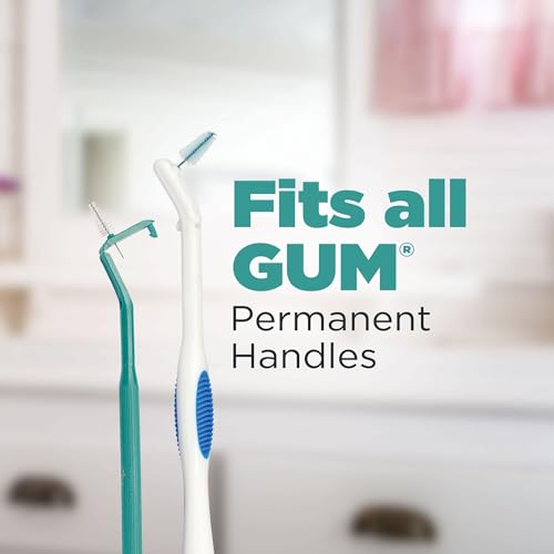 GUM Proxabrush Go-Betweens Refills - Tight - Compatible with GUM Permanent Handle -Reusable Interdental Brushes for Tight Teeth - Soft Bristled Dental Picks, 8ct