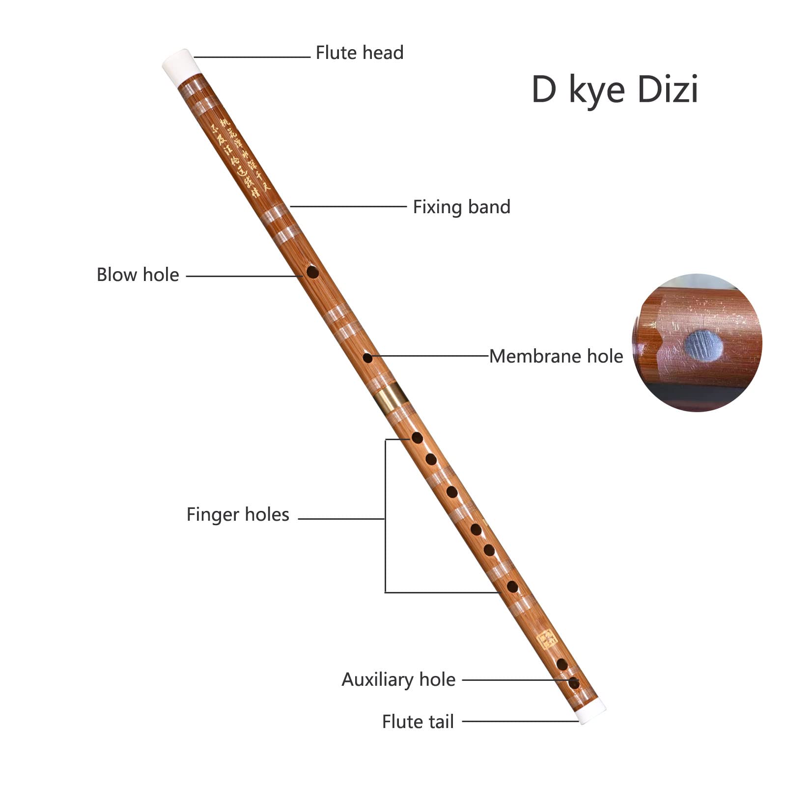 Bamboo Flute D Key Dizi Chinese Traditional Musical Instrument