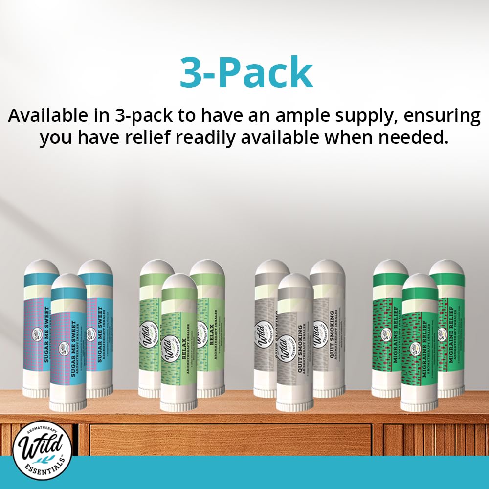 Wild Essentials 3 Pack of Quit Smoking Aromatherapy Nasal Inhalers Made with 100% Natural, Therapeutic Grade Essential Oils to Help You Kick The Habit and Quench The Cravings