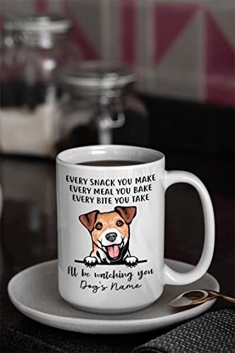 Personalized Jack Russell Terrier Coffee Mug, Every Snack You Make I'll Be Watching You, Customized Dog Mugs for Mom Dad, Gifts for Dog Lover, Mothers Day, Fathers Day, Birthday Presents