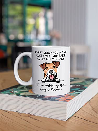 Personalized Jack Russell Terrier Coffee Mug, Every Snack You Make I'll Be Watching You, Customized Dog Mugs for Mom Dad, Gifts for Dog Lover, Mothers Day, Fathers Day, Birthday Presents
