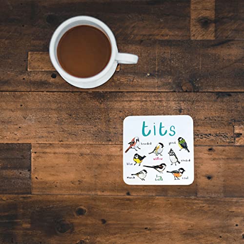 Set of 6 Bird Pun Coasters for Drinks,Square Coaster Set for Cups Home Kitchen Funny Coasters Set Table with Non-Slip Decor Gift Idea for Bird Lover Friends Bar Housewarming Gift Coffee