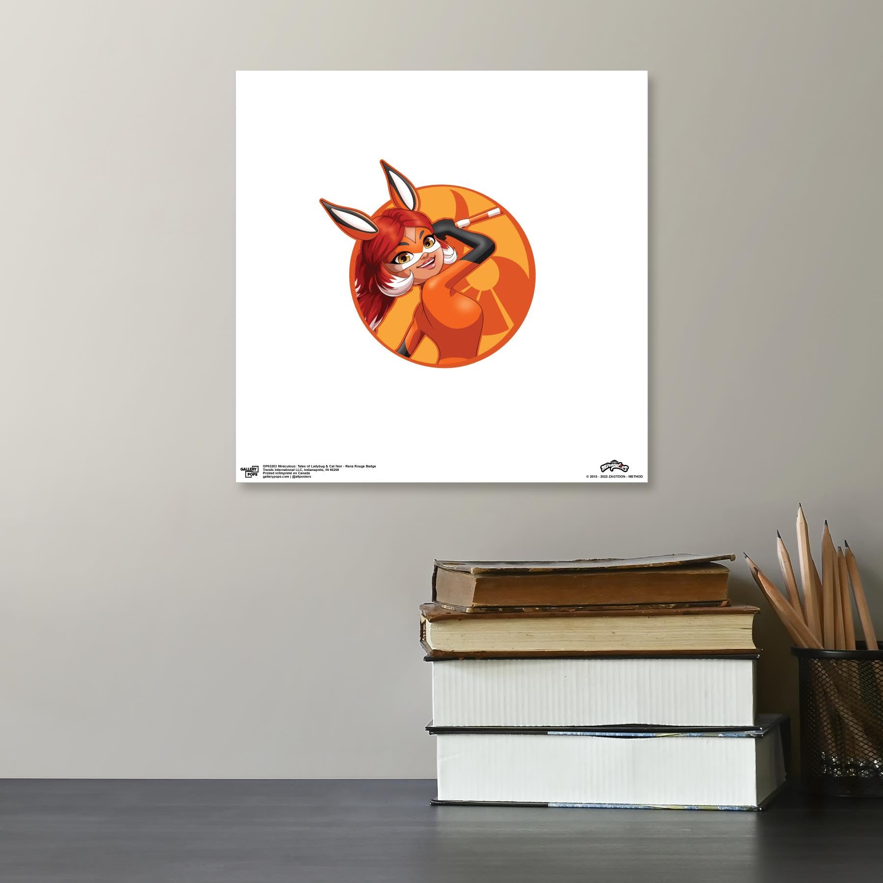 Trends International Gallery Pops Miraculous: Tales of Ladybug & Cat Noir - Rena Rouge Badge Wall Art Wall Poster, 12.00" x 12.00", Unframed Version