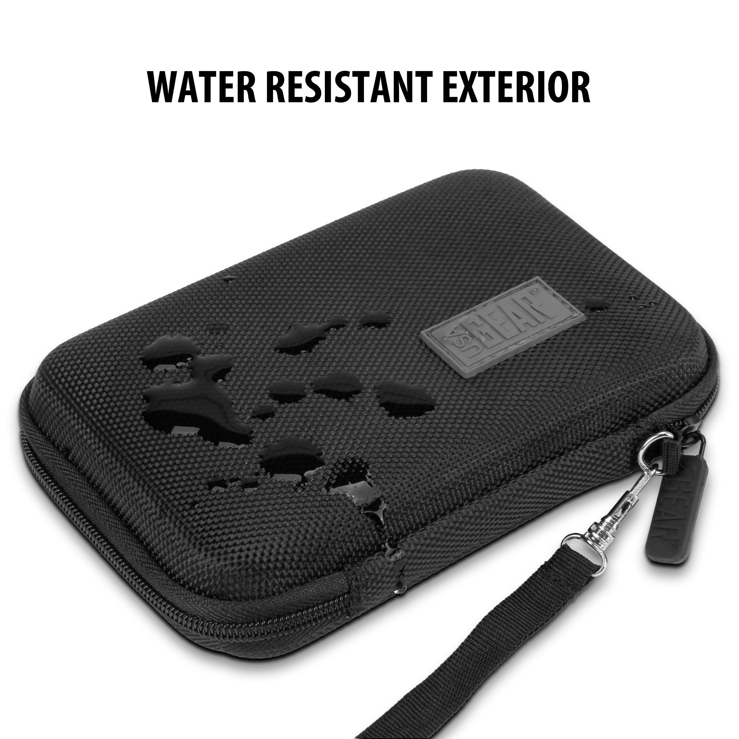 USA GEAR Vape Case - Vape Pen Case with eCigarette and Pod Travel Storage - Water Resistant, Wrist Strap, Compact Design, Hard Shell Exterior - Compatible with Vape Pens and More - Black (Case Only)