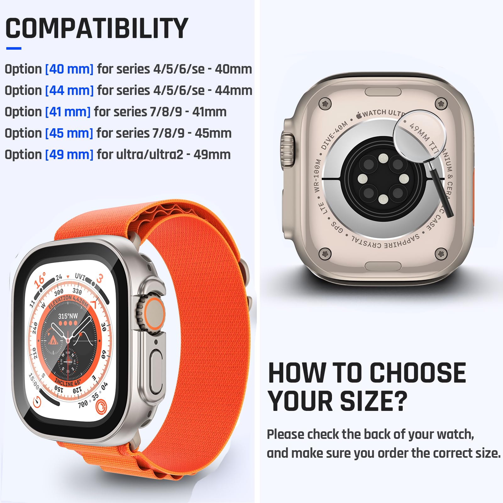 Goton 2 in 1 Waterproof Case for Apple Watch Ultra Ultra 2 2024 Screen Protector 49mm, 360 Protective Glass Face Cover Hard PC Bumper + Back Frame for iWatch Ultra Accessories 49 mm, Titanium