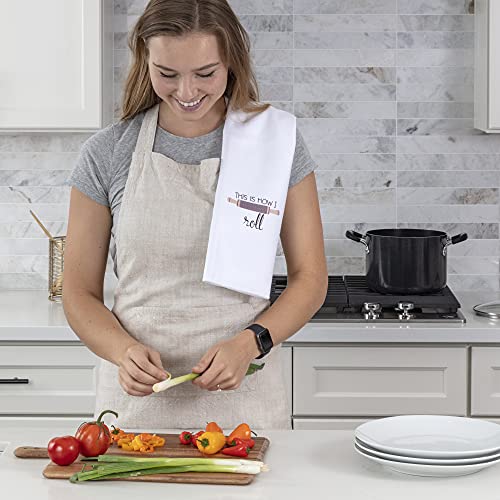 Aller Home & Kitchen Funny Kitchen Towels with Sayings. 4pc Kitchen Towel Set, Fun Pun Gadget Design - Waffle Weave Towel, Decorative Funny Dish Towels for Mom. Cute Kitchen Towels for Gifts