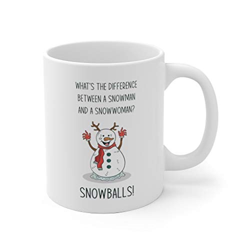 Funny vacation travel ceramic coffee mug tea cup milk cup Funny Snowman Christmas Mug Snowballs Pun Christmas Mug Xmas Holiday Mug Christmas Gag Gift for Him Stocking Stuffers for Men 11 oz