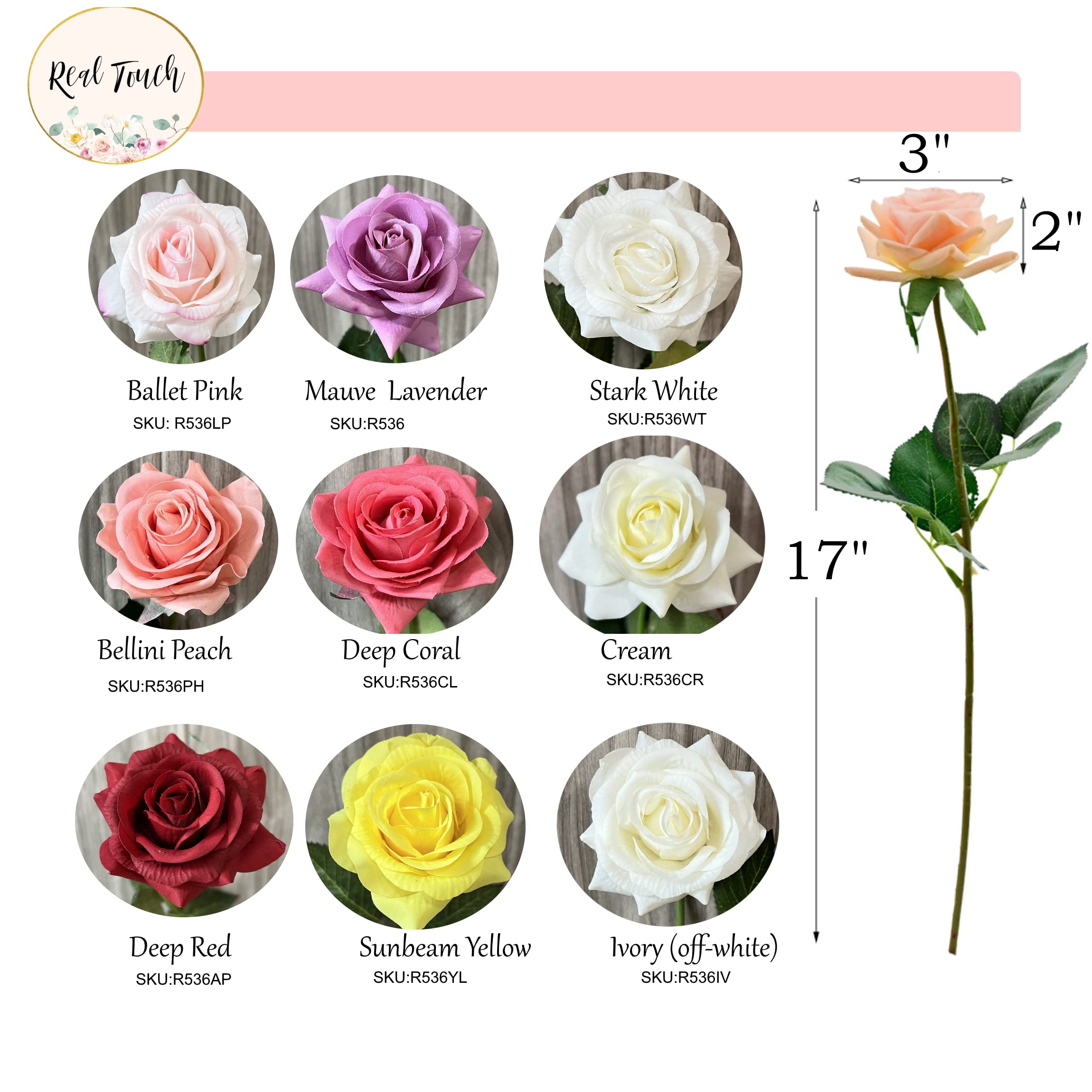 Angel Isabella, LLC Real Touch Rose - 1 Dozen(12 Stems) Life-Like Realistic Touch Artificial Flowers for Decor, Wedding, Crafts (White)
