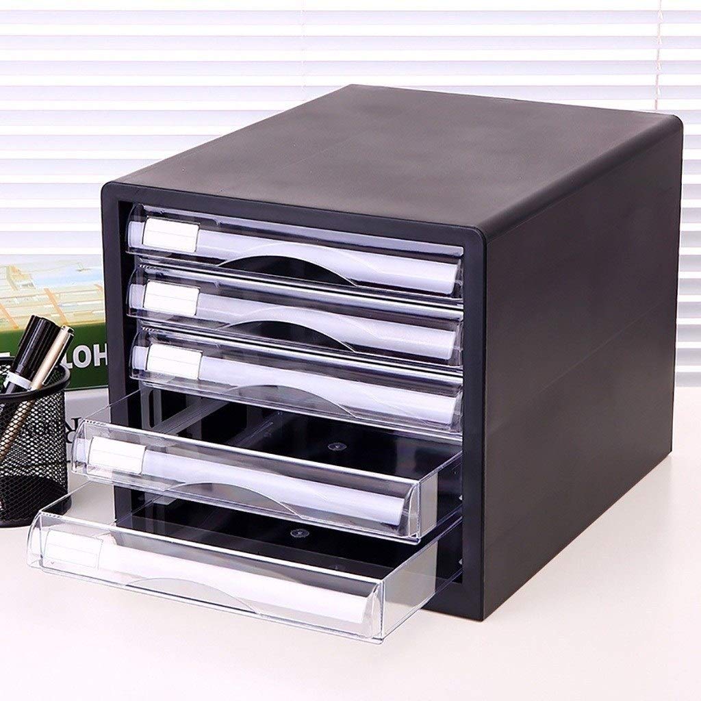Flat File Cabinet, 5-Layer Plastic Locker, Data Drawer File Cabinet for Home Office Color: Black