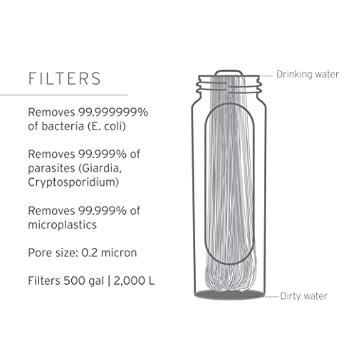 LifeStraw Peak Series - Collapsible Squeeze Bottle Water Filter System – 650ml for Trail Running, Through Hiking, Travel, Cycling, and Fishing, Dark Mountain Gray