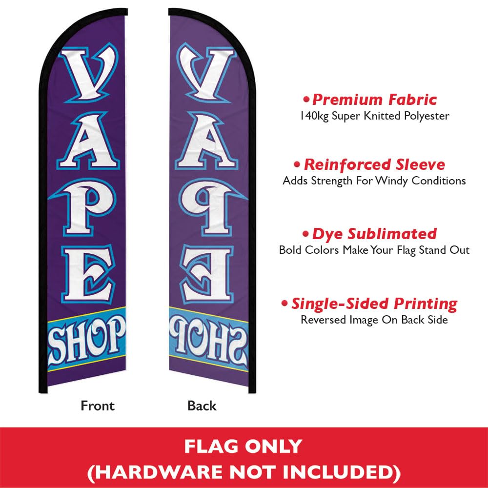 Vape Shop Windless Banner Advertising Flag - Perfect for Vape shops, Smoke Shops, Lounges, Dispensaries