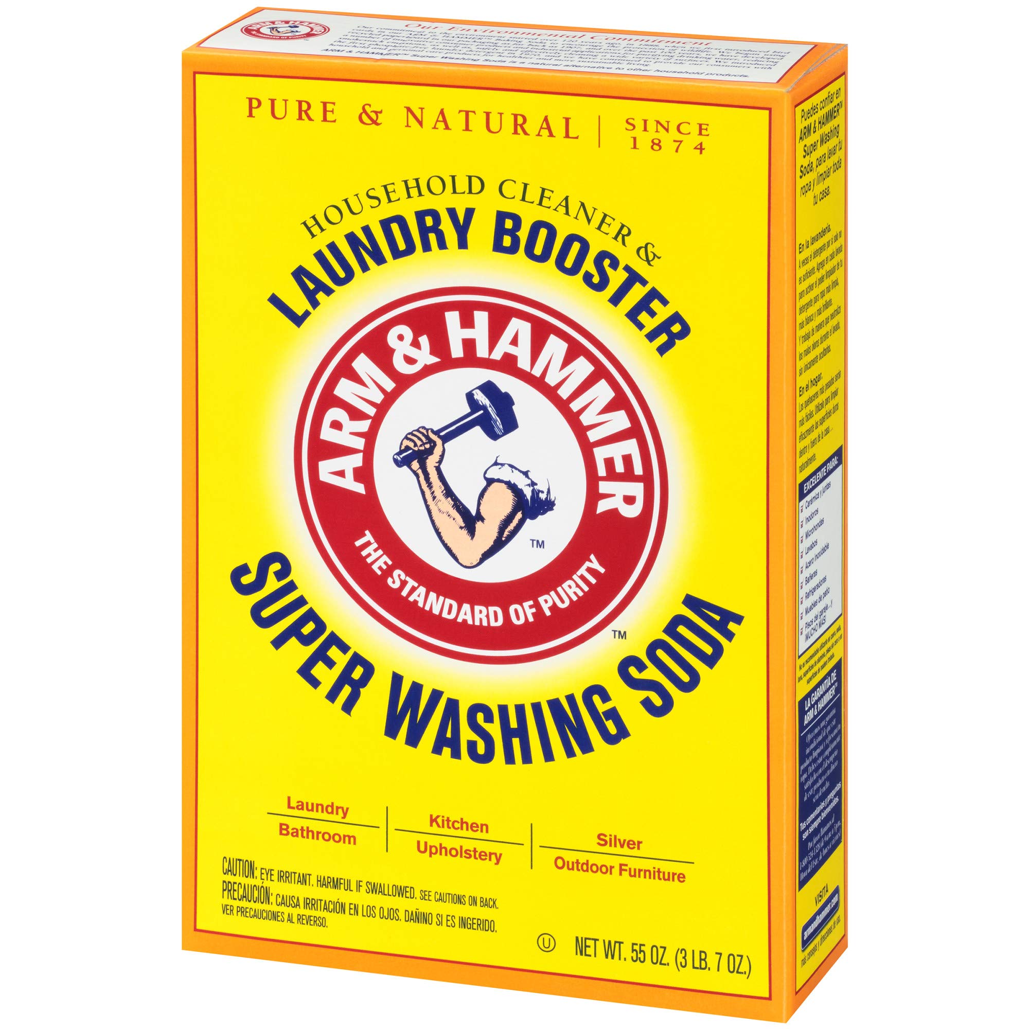 Arm & Hammer Super Washing Soda Detergent Booster & Household Cleaner, 55oz.