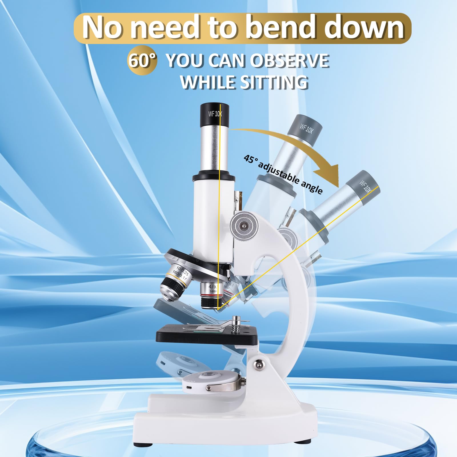 Microscope for Kids,40X-2000X Compound Microscope Mobile Phone Adapter with Microscope Slide Microscope kit for Home School Laboratories for Children Students