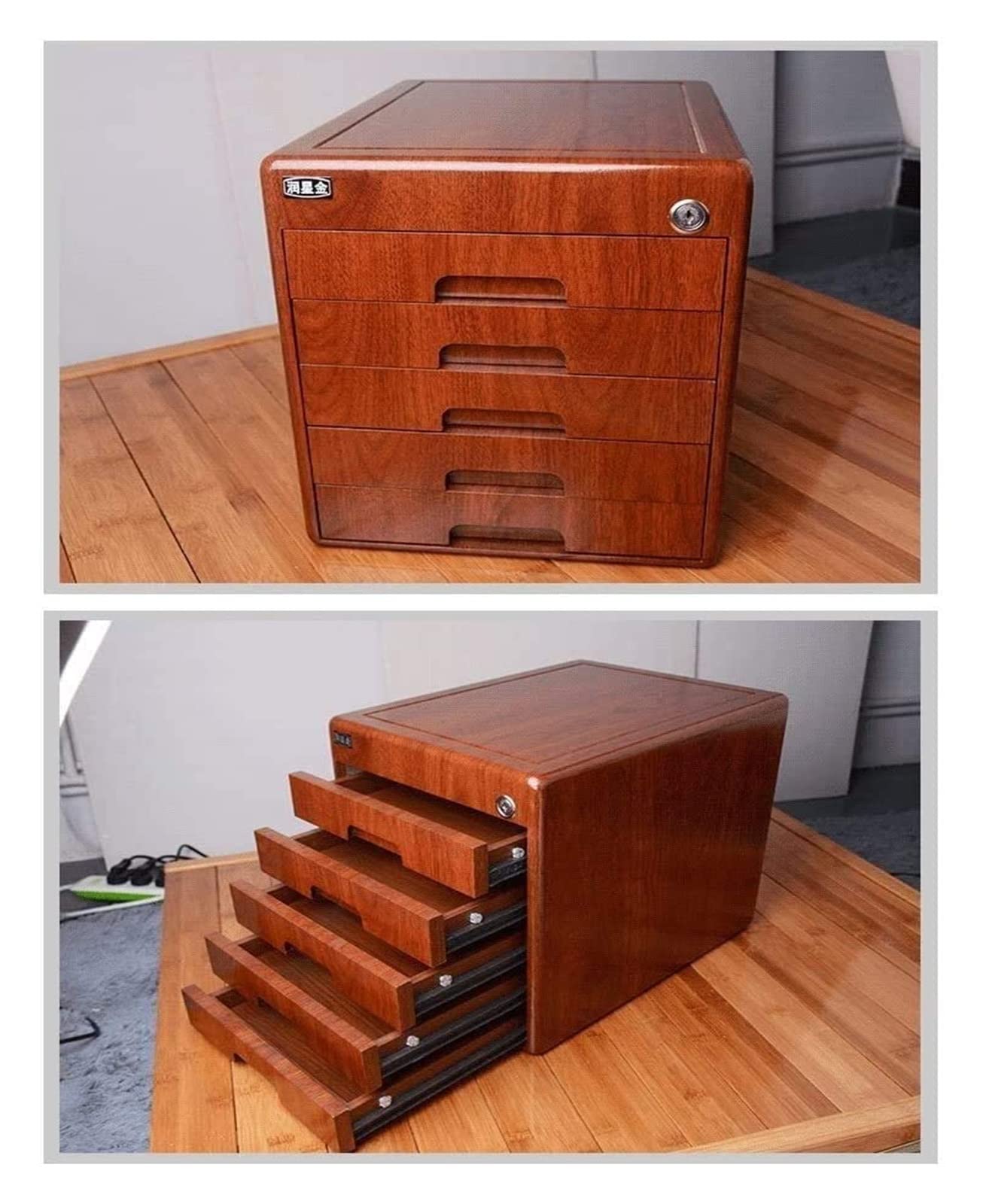 File Cabinets with Lock Office Desktop 5 Layers Drawer Type Flat File Cabinets A4 Paper Desk Storage Cabinet