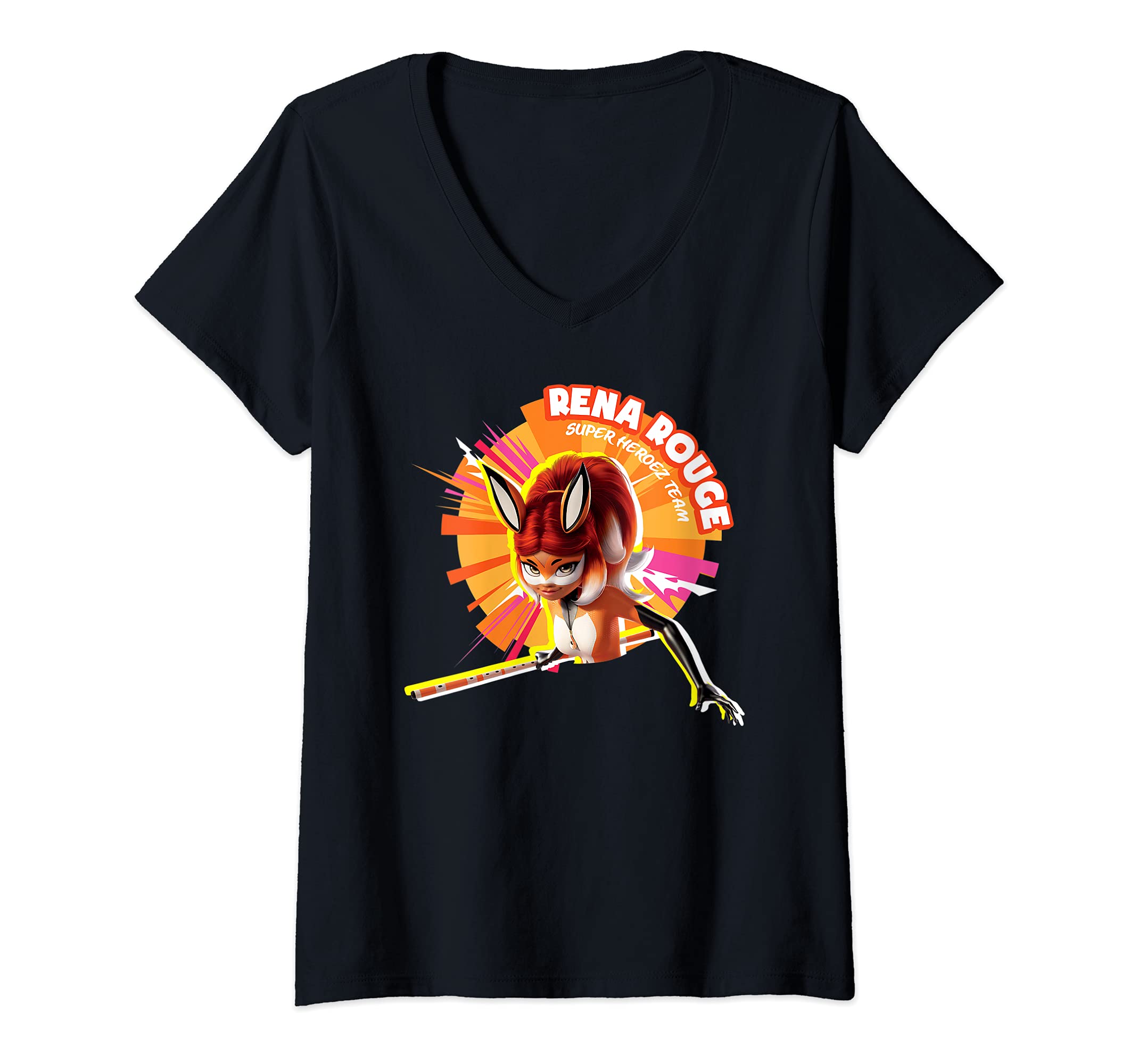 Womens Miraculous Collection Rena Rouge Super Heroez Team V-Neck T-Shirt