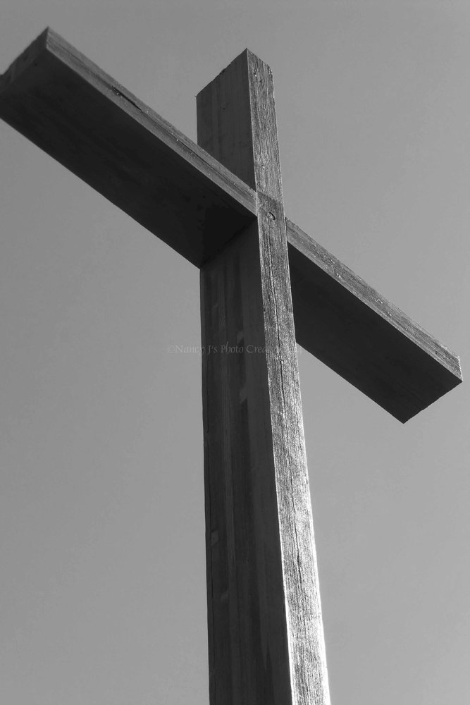 Cross Photo Christian Wall Art Fine Art Print He is Risen Easter Gift Blue Grey Black and White Home Decor Minimalist Photography 5x7 8x12 12x18 16x24 20x30