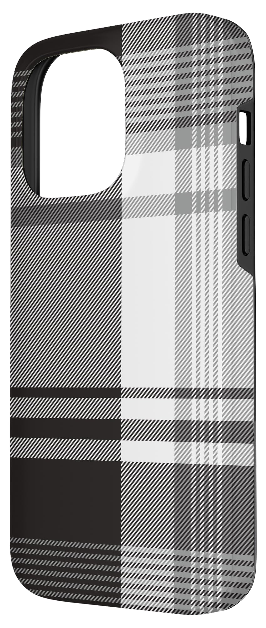 iPhone 14 Pro Max Black White Grey Plaid Winter Fall Halloween Pattern Design Case