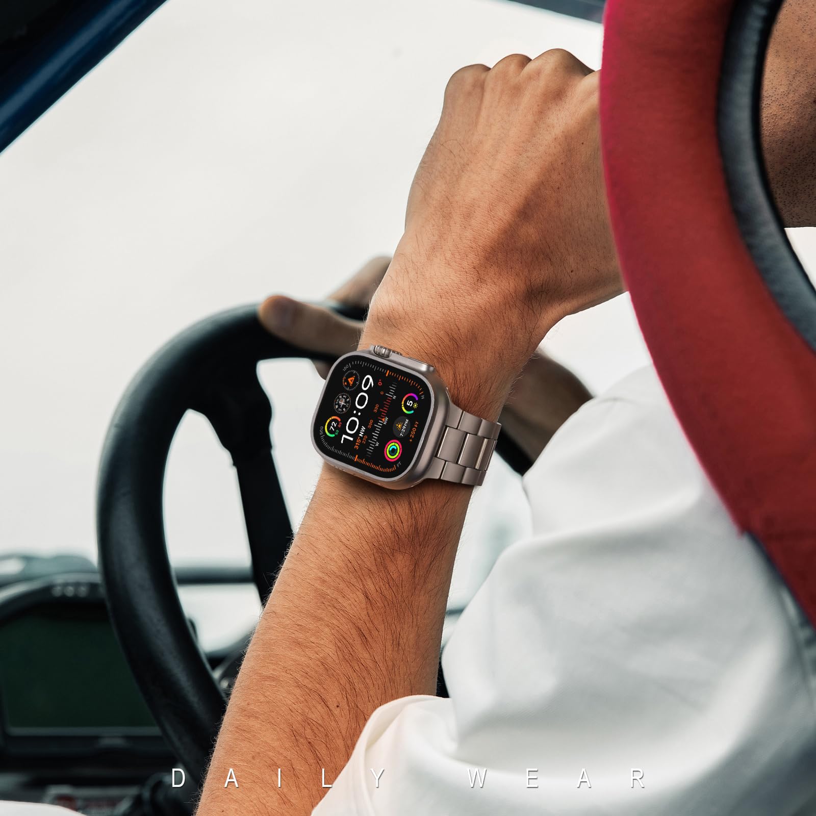 Wolait Ultra 2 Watch Band Compatible Apple Watch Ultra Band 49mm & Series 10 46mm,Genuine Titanium iWatch Bands with Button Clasp for Men,Natural Titanium