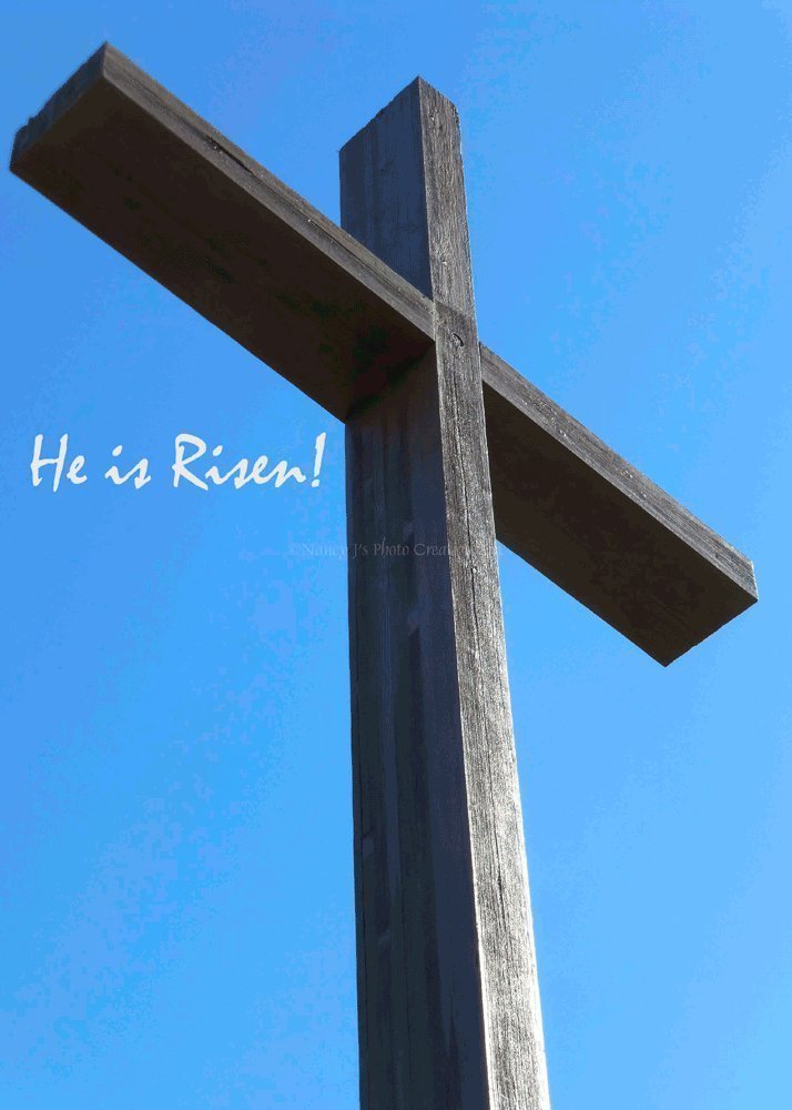 Cross Photo Christian Wall Art Fine Art Print He is Risen Easter Gift Blue Grey Black and White Home Decor Minimalist Photography 5x7 8x12 12x18 16x24 20x30