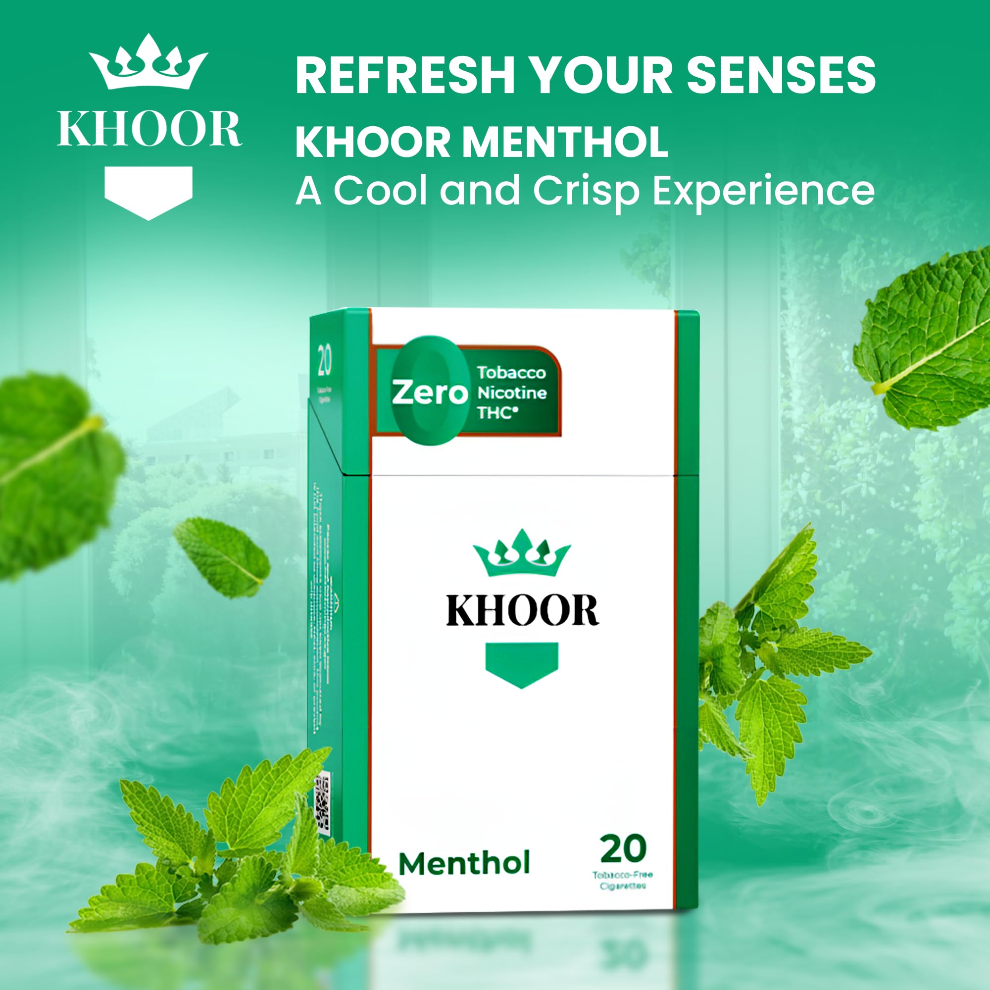 KHOOR Herbal Cigarettes - 2 Packs Menthol Flavor, Herbal Cigarette Alternative for Smokers Seeking a Tobacco & Nicotine-Free Cigarette Alternative, Non-Nicotine and Refreshing (40 smokes)