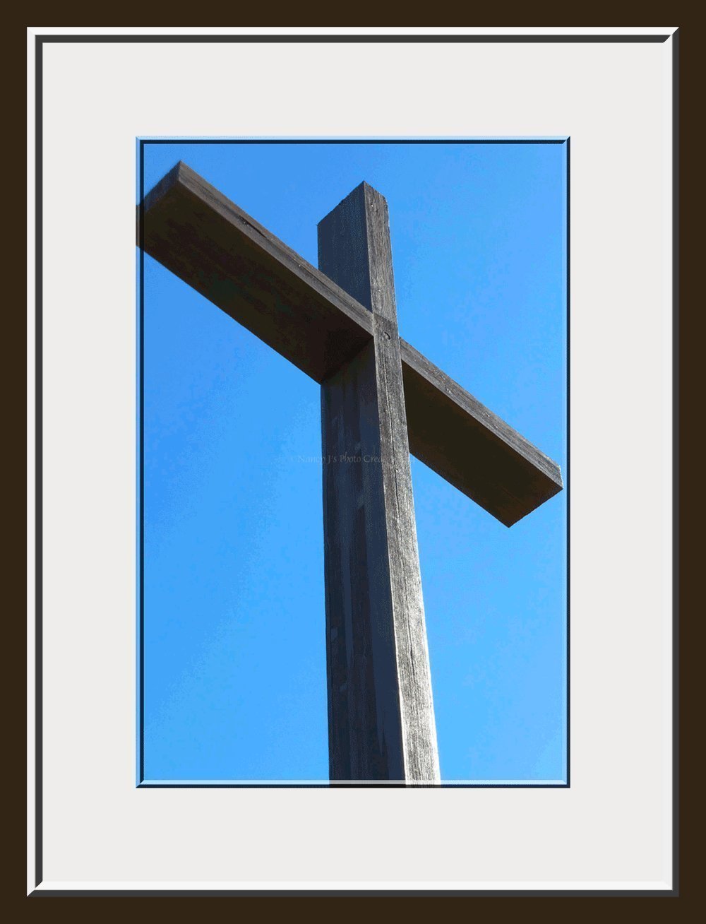 Cross Photo Christian Wall Art Fine Art Print He is Risen Easter Gift Blue Grey Black and White Home Decor Minimalist Photography 5x7 8x12 12x18 16x24 20x30