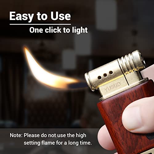 Yusud Vintage Trench Lighter, Cool Pipe Lighter Butane Refillable, Antique Flip Lighter, Retro Soft Flame Table Lighters, Unique Birthday Gift for Men Women