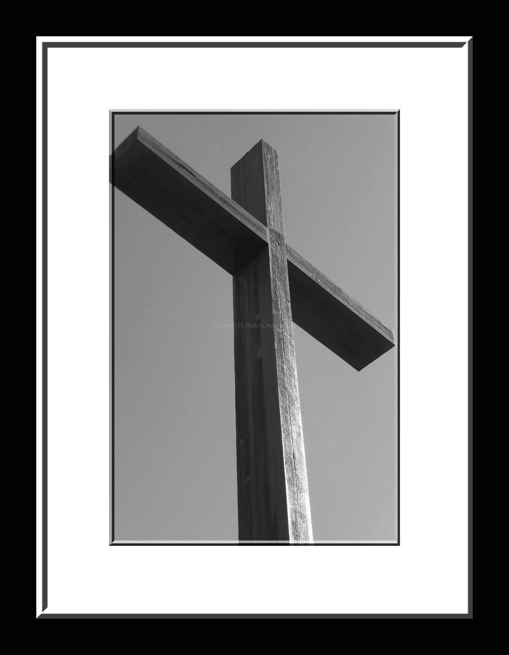 Cross Photo Christian Wall Art Fine Art Print He is Risen Easter Gift Blue Grey Black and White Home Decor Minimalist Photography 5x7 8x12 12x18 16x24 20x30