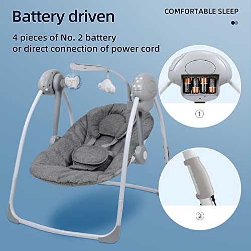 Vannetgo Comfort Portable Swing,Comfort Baby Rocking Chair with Soothing Music,Foldable,Bionic Design, Baby Rests Peacefully (25142)