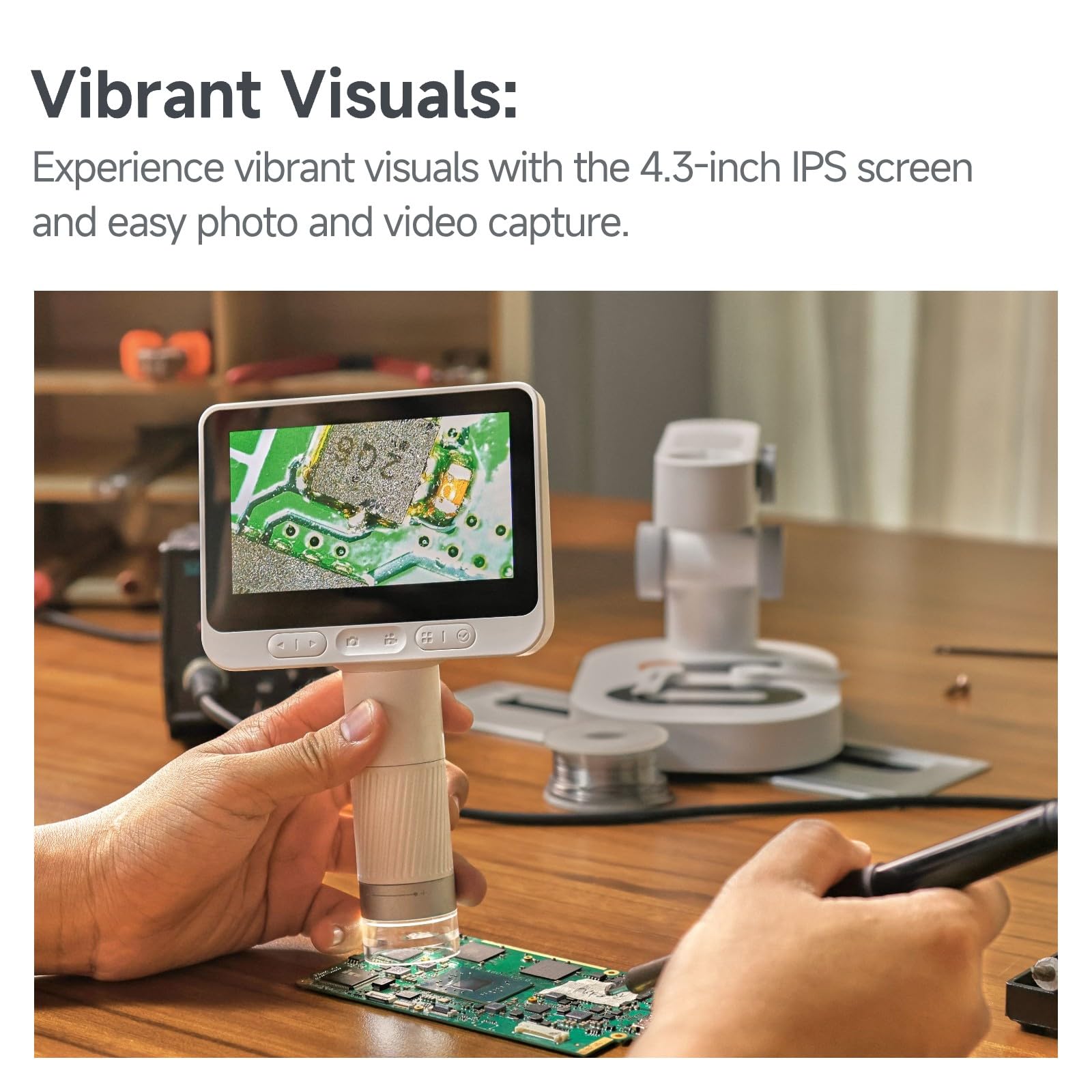 BEAVERLAB Digital Microscope with 4.3'' 1080P IPS Screen [Eco-Friendly Optical Staining] 1600x Magnification for Classroom Education, Macro Photography, Coin Collection, Learning and Explore