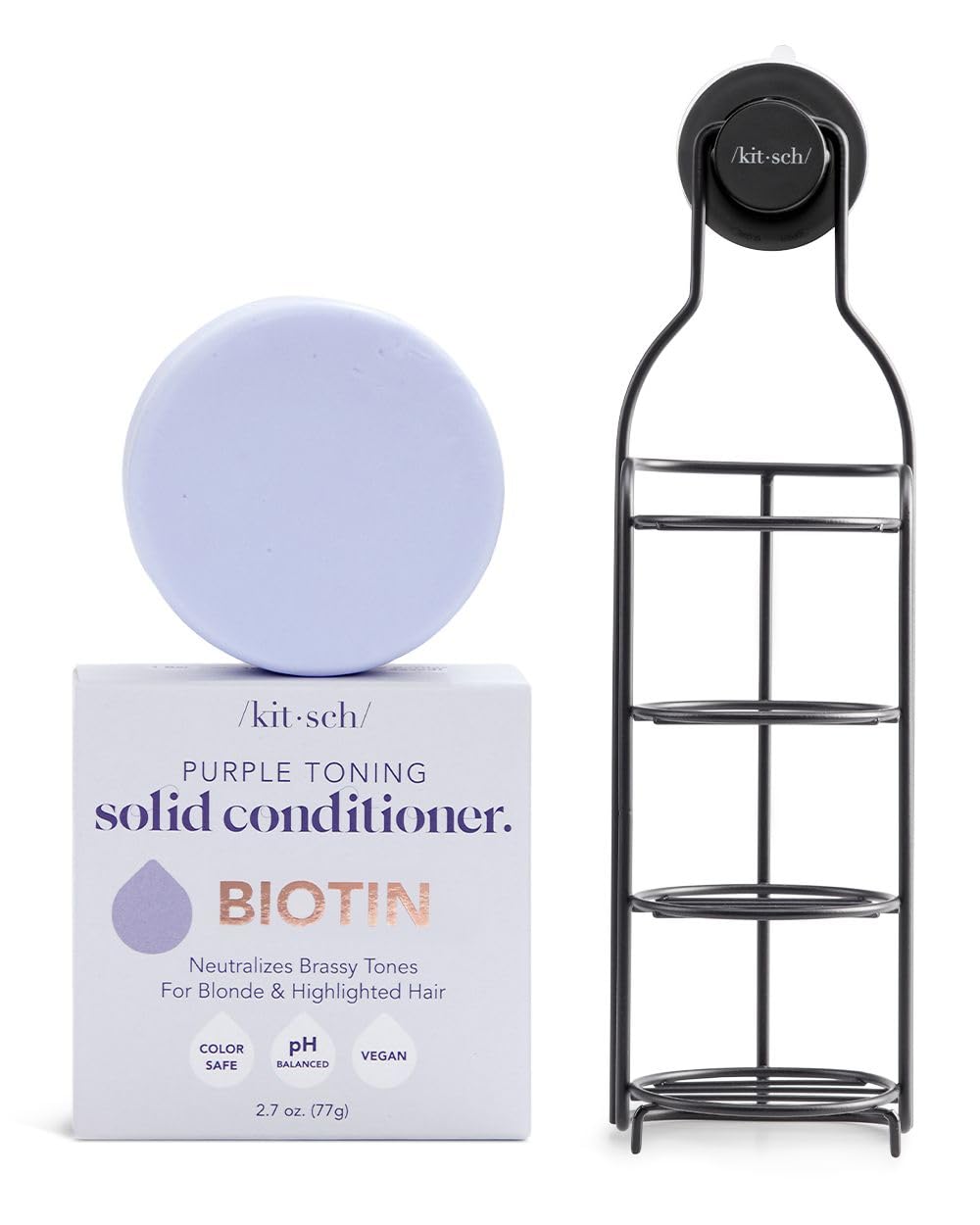 Kitsch Purple Conditioner Bar for Blonde Hair & Self Draining Shower Caddy with Discount