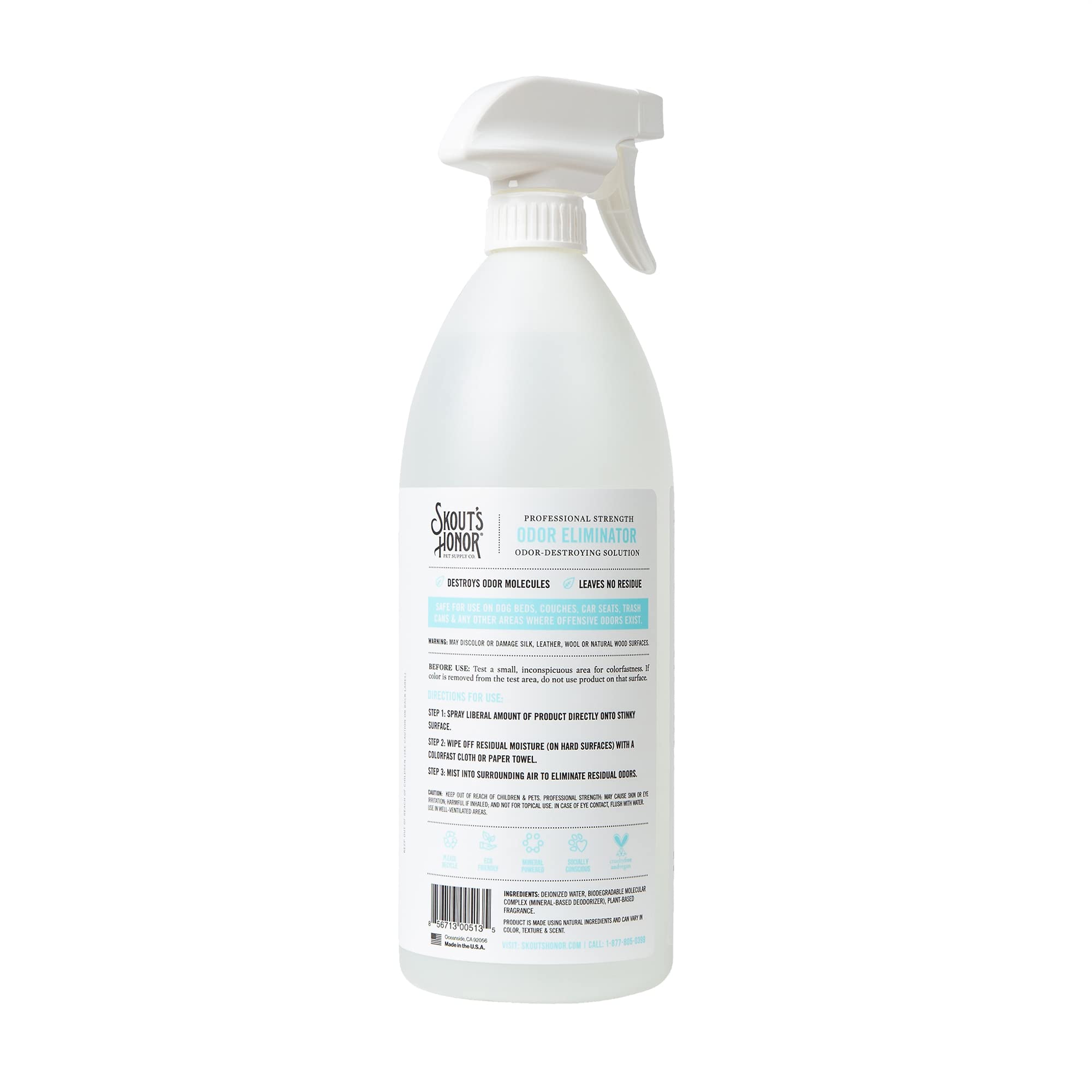 Skout's Honor Odor Eliminator - Plant-Powered Deodorizer for Offensive Pet Odors, Destroys Molecules On Contact - Biodegradable, Eco-Friendly, No Residue, 35 oz