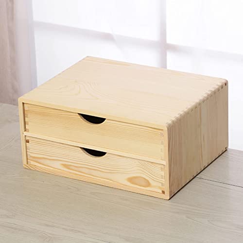 BIZOLE Drawer Type Multi Layer A4 Flat File Cabinet - Desktop Solid Wood Storage Box, File Organizer, Office Supplies Organizer for Home Office Counter Craft Decoration (Color : 2 Layers)
