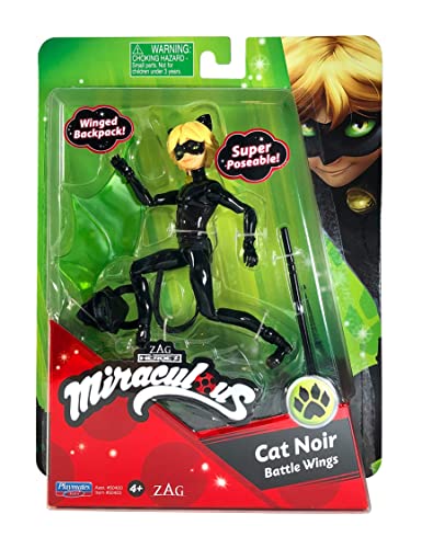 BANDAI Miraculous: Tales of Ladybug and Cat Noir Small Cat Noir Doll | 12cm Miraculous Cat Noir Doll with Accessories | Adrien Superhero Cat Noir Toy | Miraculous Toys Miraculous Dolls Range