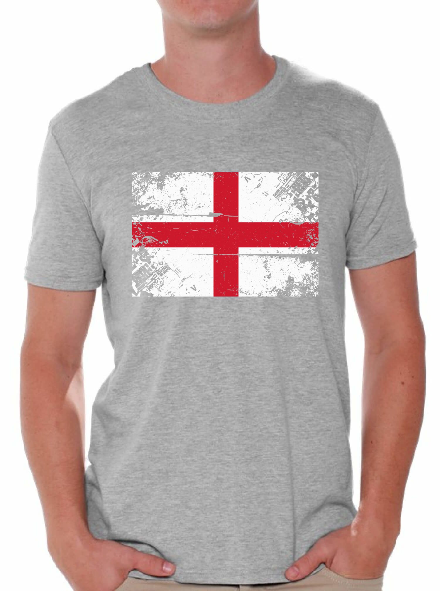 Awkward Styles England Flag Shirts for Men England T Shirt English Gifts for Him Grey L