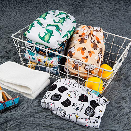 ALVABABY Newborn Cloth Diapers,Reusable Cloth Diaper for Preemie,6pcs Diaper Covers with 12 Newborn Diaper Inserts, Less Than 12pounds Baby Boy