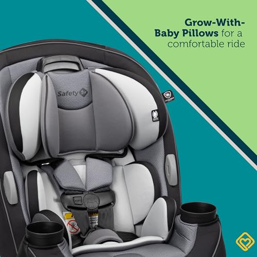 Safety 1st Grow and Go All-in-One Slim Convertible Car Seat, Rear Facing, 5-40 lbs, Forward Facing (30โ65 lbs), High Back Booster Seat 40-100 pounds, Carbon Rose