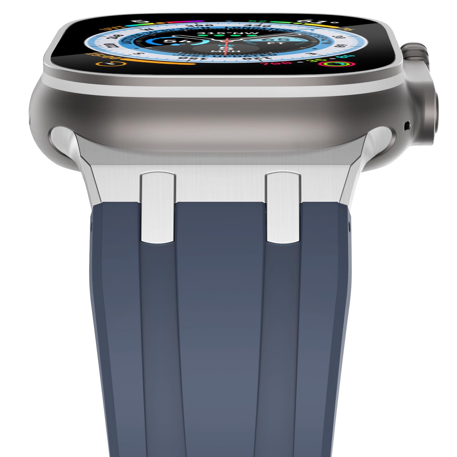NewWays for Apple Watch Ultra 2 Band 49mm 45mm 44mm 42mm for Men, AP Wide Sport Liquid Silicone Rubber Band with Stainless Steel Adapter for Apple Watch Band for iWatch Series 8 7 6 5 SE Ultra Luxury