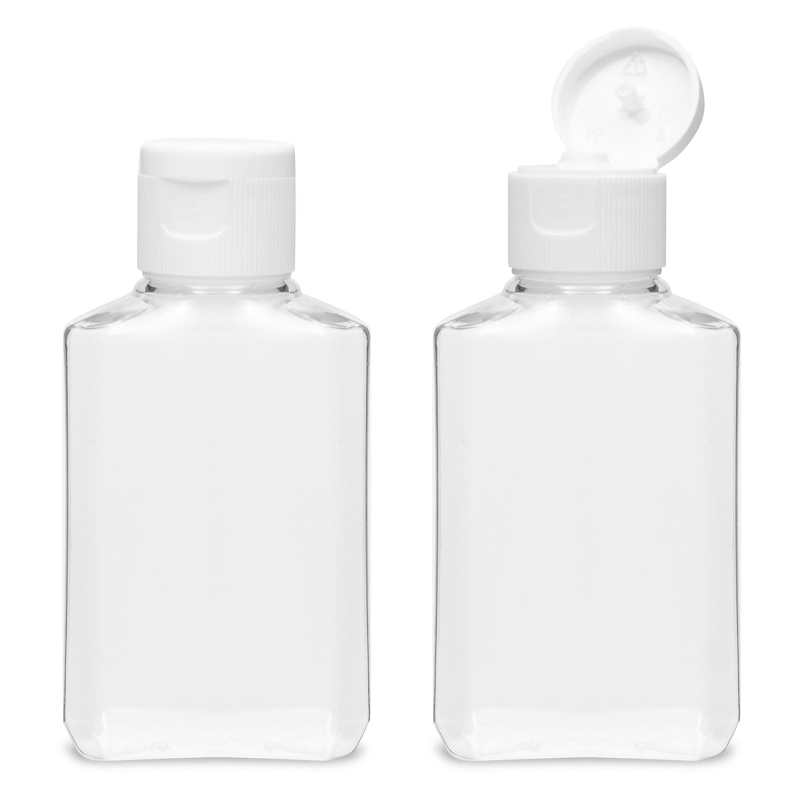 Okuna Outpost 50 Pack Mini Empty Plastic Bottles with Flip Cap, 2 oz Refillable Travel Container for Liquid Lotion Shampoo