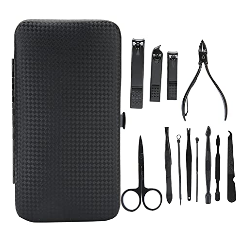 12pcs Manicure Set, Stainless Steel High Hardness Good Toughness Mens Grooming Kit, Easy to Carry Wear Resistance Pedicure Kit, for Nail File Polish