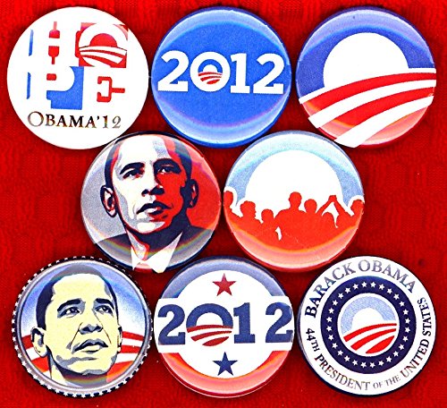 Barack Obama Set of 8 New 1" inch (25 mm) pins Button Badge 2008 2012 President Stocking Stuffer
