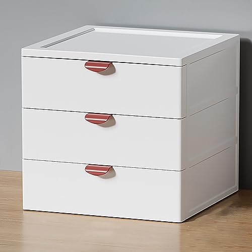 Desktop Organizer Storage Box - Desktop File Cabinet,flat File Cabinet Storage, Desktop Drawer Cabinet,Desktop Storage Box Drawer Type Desk Plastic Locker White Office A4 File Debris Finishing Box ( C