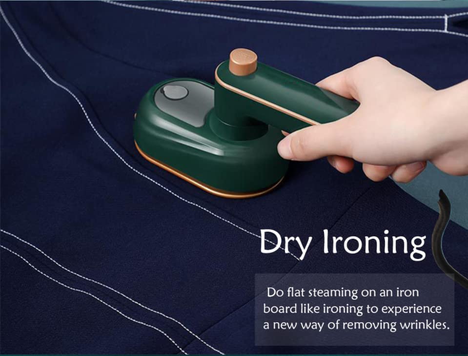 Mini Iron for Clothes, Portable Handheld Steam Iron - Handy Heat Press Small Iron - 360° Ironing Machine for Dry And Wet Ironing Support Dry And Wet Ironing for Home and Travel (Green)