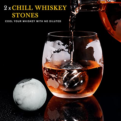 Globe Decanter Set with Grandpa Juice Whiskey Glass, Unique Christmas Gift For Men Who Be Grandpa, Christmas Stocking Stuffers