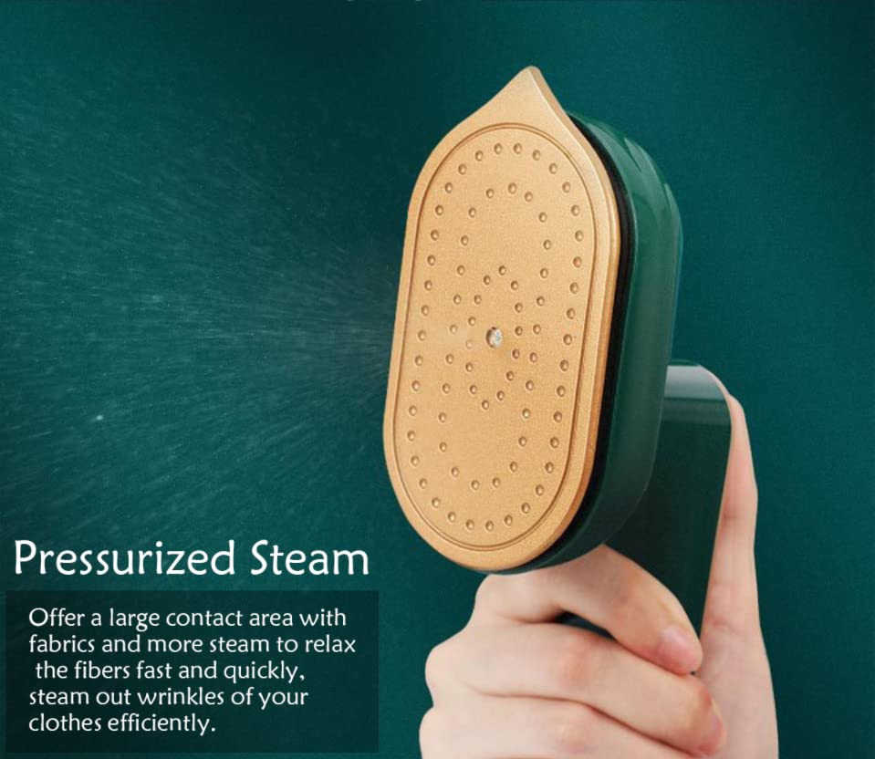 Mini Iron for Clothes, Portable Handheld Steam Iron - Handy Heat Press Small Iron - 360° Ironing Machine for Dry And Wet Ironing Support Dry And Wet Ironing for Home and Travel (Green)