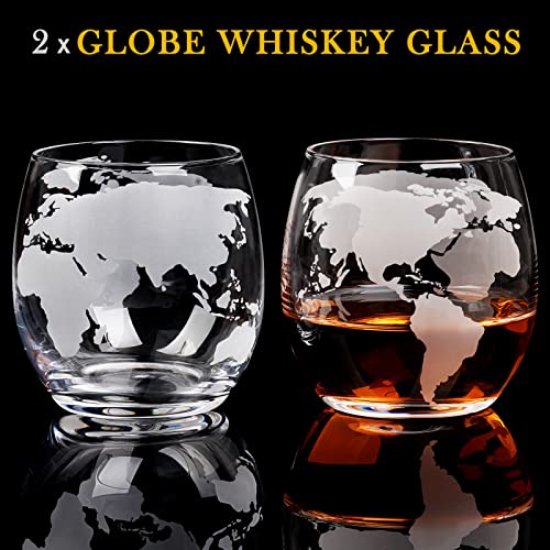 Globe Decanter Set with Grandpa Juice Whiskey Glass, Unique Christmas Gift For Men Who Be Grandpa, Christmas Stocking Stuffers