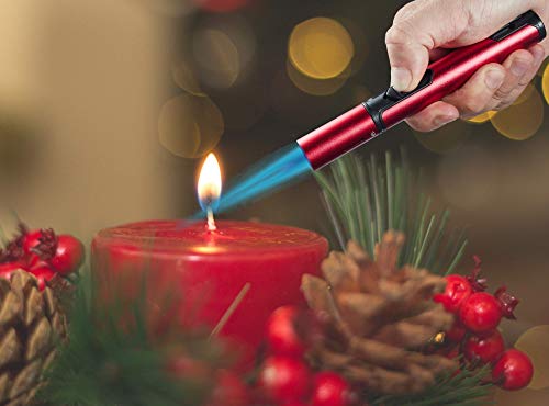 Urgrette 4 Pack Butane Torch Lighters, 6-inch Refillable Pen Lighter Adjustable Jet Flame Butane Lighter for Grill BBQ Camping (Gas Not Included)