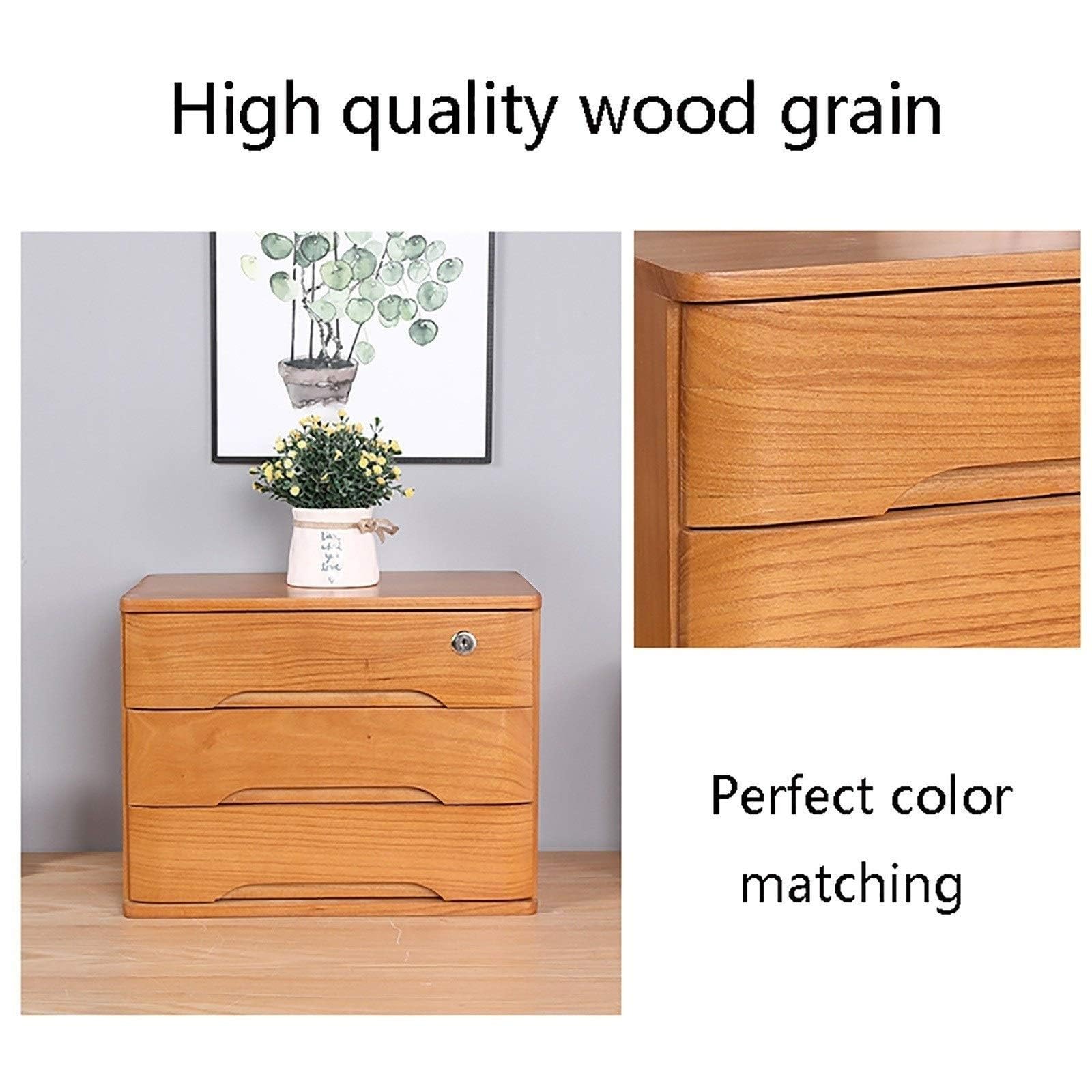 Desktop Storage Box - Desktop File Cabinet Organizers, Solid Wood Desk Organizers Box, A4 File Cabinet With Drawer,School Office Supplies Drawer Organizer Box, With Lock Flat File Cabinet ( Size : 3 l